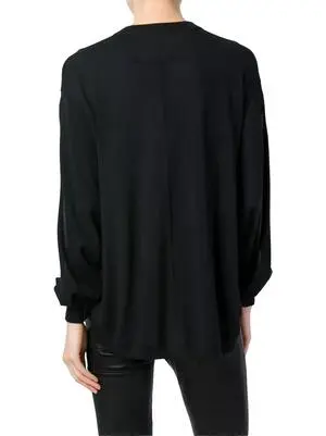 Givenchy Wool-silk Blend V-neck Sweater With Slit Sleeves - Black