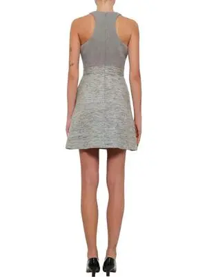 Alexander McQueen V-neck Mini Dress - Grey