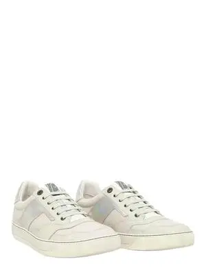 LANVIN Iridescent Panel Leather Sneakers - Grey