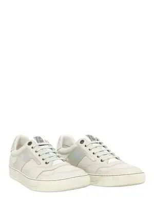 LANVIN Iridescent Panel Leather Sneakers - Grey