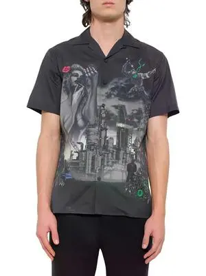LANVIN Printed Bowling Shirt - Black