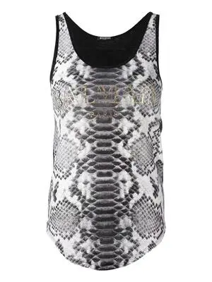 Balmain Printed Scoop Neck Vest - Black