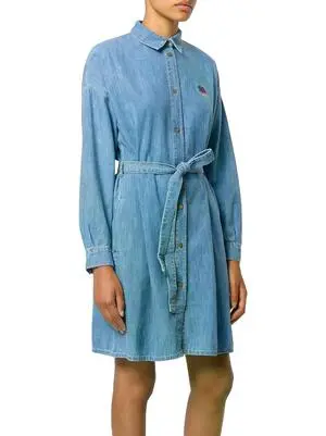 Kenzo Tiger Appliqué Shirt Dress - Blue