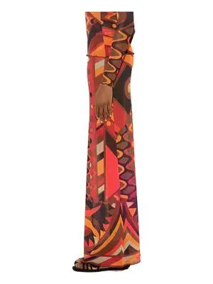 Emilio Pucci Pucci Vivara Print Long Tulle Skirt Red