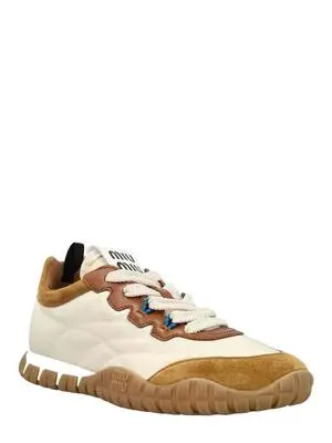 Miu Miu Miu Miu Panelled Lace Up Sneakers Neutrals