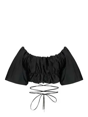 ELLERY Lace-up Crop Blouse - Black