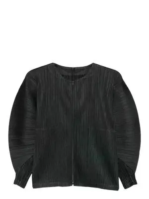 Issey Miyake Pleated Sculptural Sleeve Jacket - Black