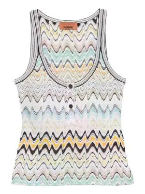 Missoni Zigzag Knit Button-detail Tank Top - Blue