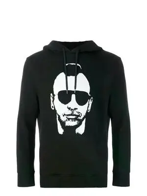 Neil Barrett Face Print Hoodie - Black