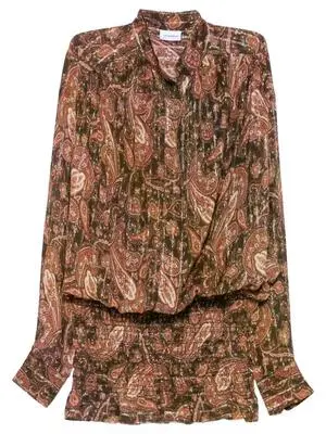 Andamane The Attico Paisley Print Ruffled Dress - Brown