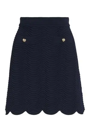 Sandro Knitted Mini Skirt With Gold-tone Buttons - Blue