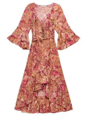 Malìparmi Tiered Butterfly Print Dress - Pink