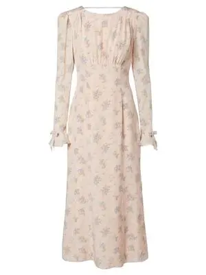Alessandra Rich Floral Silk Midi Dress - Pink