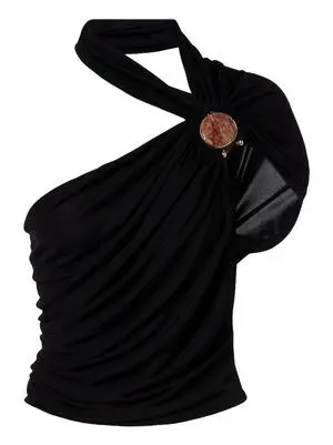 Christopher Esber Embellished Draped Jersey Top - Black