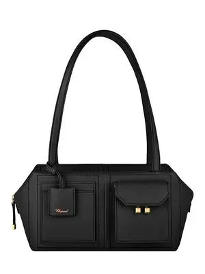 Chopard Ice Cube Leather Shoulder Bag - Black
