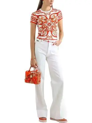 Dolce & Gabbana Majolica-print Jersey T-shirt - White