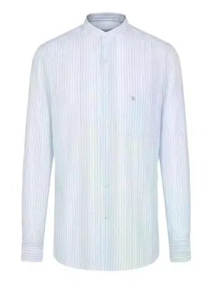 Stefano Ricci Striped Band-collar Shirt - Blue