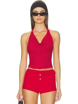 Frankies Bikinis X Jennie Briar Cloud Knit Halter Top - Red