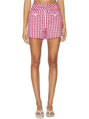 Cinq À Sept Mini Gingham Denim Allie Short - Red