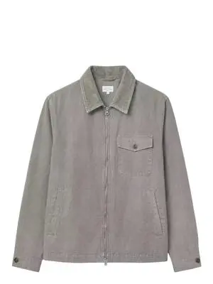 Hartford Corduroy Collar Zip-up Jacket - Grey