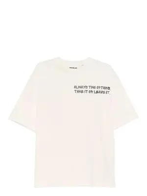 GEORGE. George Cotton T-shirt With Slogan Print - Neutrals