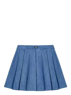 Emporio Armani Pleated Denim Shorts - Blue