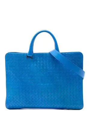 Bottega Veneta 2012-2026 Nappa Intrecciato Briefcase Business Bag - Blue