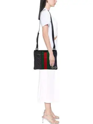 Gucci 2016-2026 Fiat 500 Medium Gg Imprime Web Messenger Bag Crossbody Bag - Black