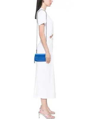 Bottega Veneta Small Intrecciomirage Embossed Butterfly Chain Crossbody Bag - Blue