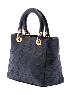 Dior Lambskin Cannage Lady Satchel - Black