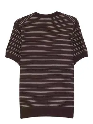 BOSS Horizontal-stripe Short-sleeved Sweater - Brown