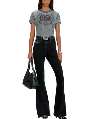 DIESEL® Rhinestone Embellished Burnout Effect T-shirt - Grey