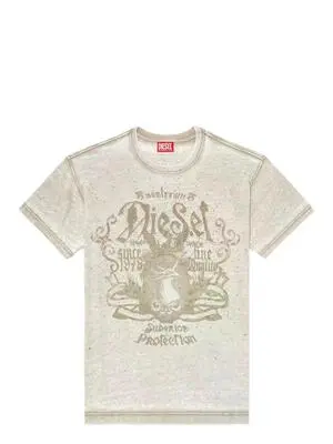 DIESEL® Jersey T-shirt With Burnout Wash And Studs