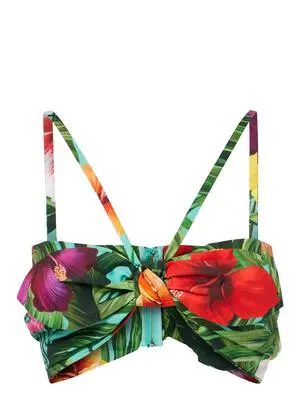 Dolce & Gabbana Bow Detail Floral Cotton Bra Top - Multicoloured