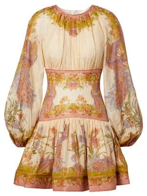 Zimmermann Indra Cotton And Silk-blend Mini Dress - Multicoloured