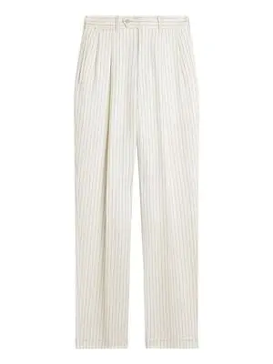 Dunhill Pinstripe Wool, Silk And Linen Trousers - Ivory