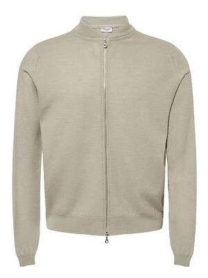 John Smedley Textured Crewneck Wool Cardigan - Thistle Dew