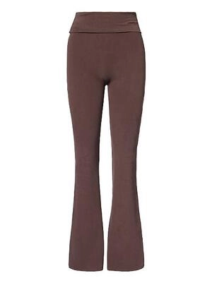 SISTERLY TRIBE Soft Cotton Foldover Yoga Trousers - Espresso