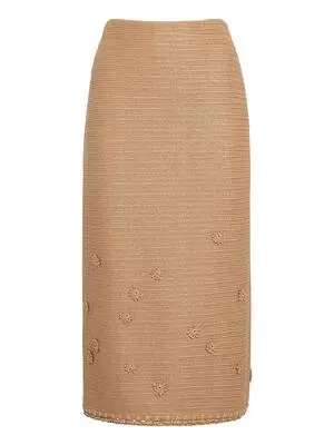 Lafayette 148 New York Faux Raffia Embellished Midi Skirt - Beige