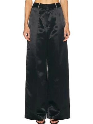 GRACE LING Pleated Wide Leg Trousers - Black