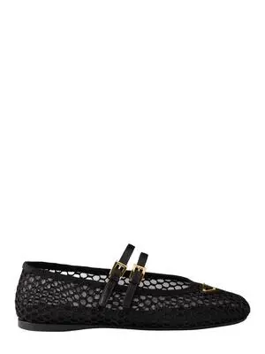 Prada Mesh Mary Jane Ballet Flats - Black