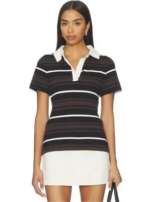ALIGNE Striped Polo Shirt - Black
