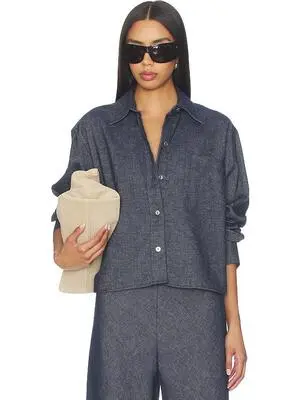 Vince Cropped Long Sleeve Shirt - Navy