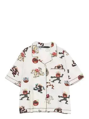 Bimba Y Lola Graphic Print Cotton Shirt - White
