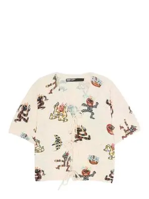 Bimba Y Lola Graphic Print Knitted Cardigan - Neutrals