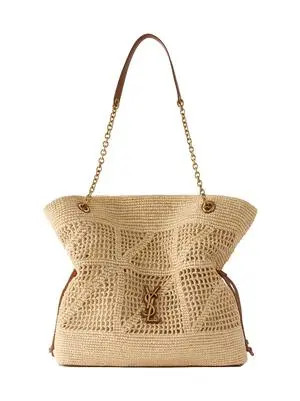Saint Laurent Jamie Shopping Raffia Shoulder Bag - Neutrals