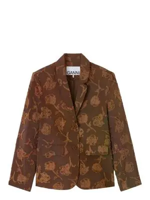 GANNI Floral-pattern Blazer - Brown