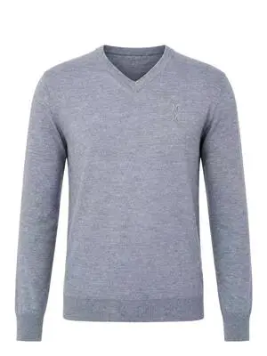 BILLIONAIRE V-neck Merino Wool Jumper - Grey