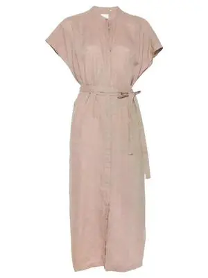 XACUS Nico Belted Cap-sleeve Midi Dress - Neutrals