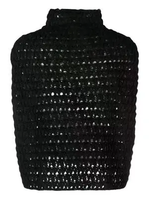 MERCI Mock-neck Open-knit Vest - Black